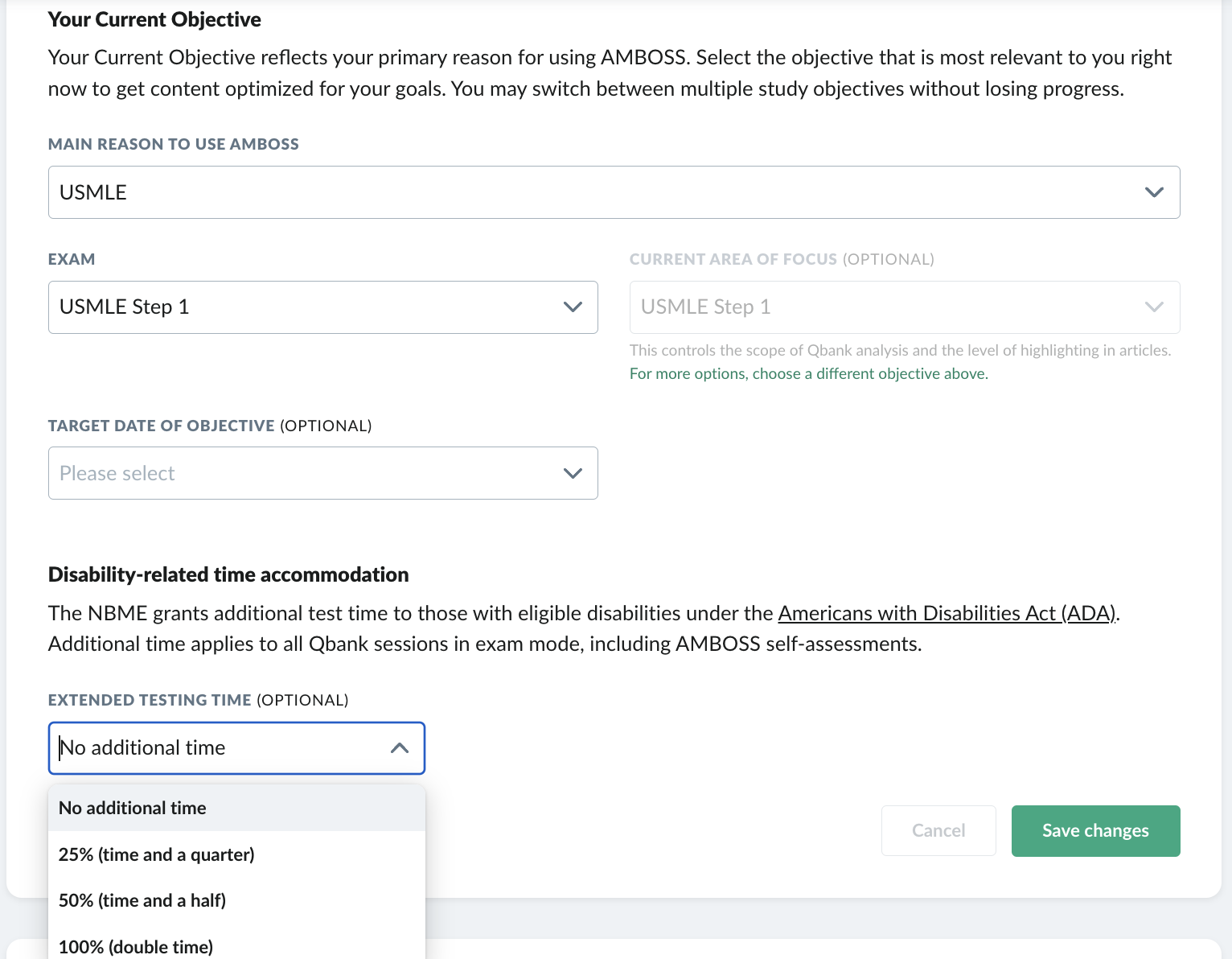Exam Time Accommodations – AMBOSS