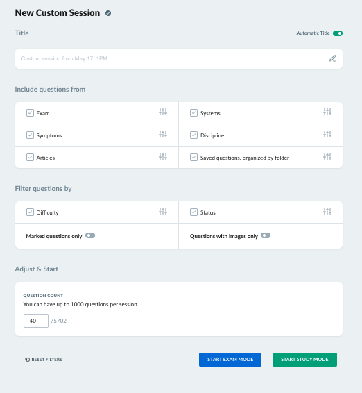 Creating a Qbank session – AMBOSS