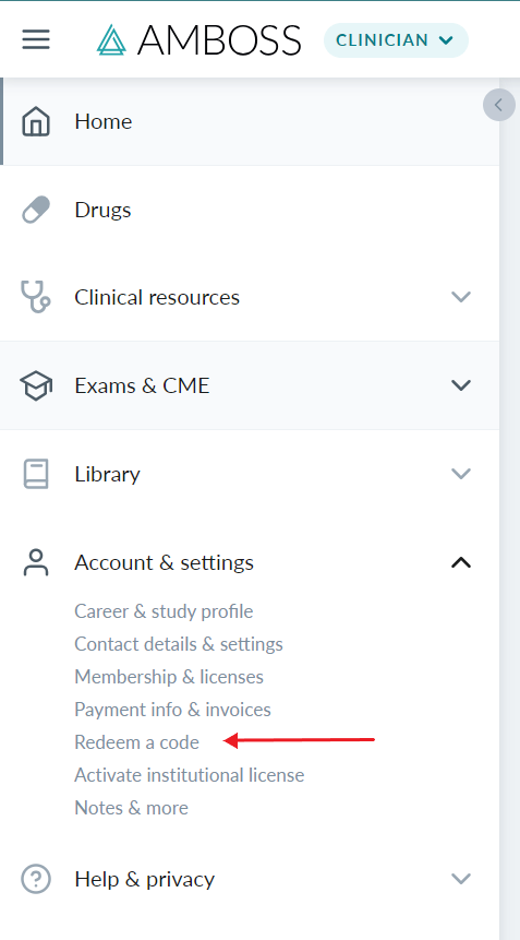 Redeem an access code – AMBOSS