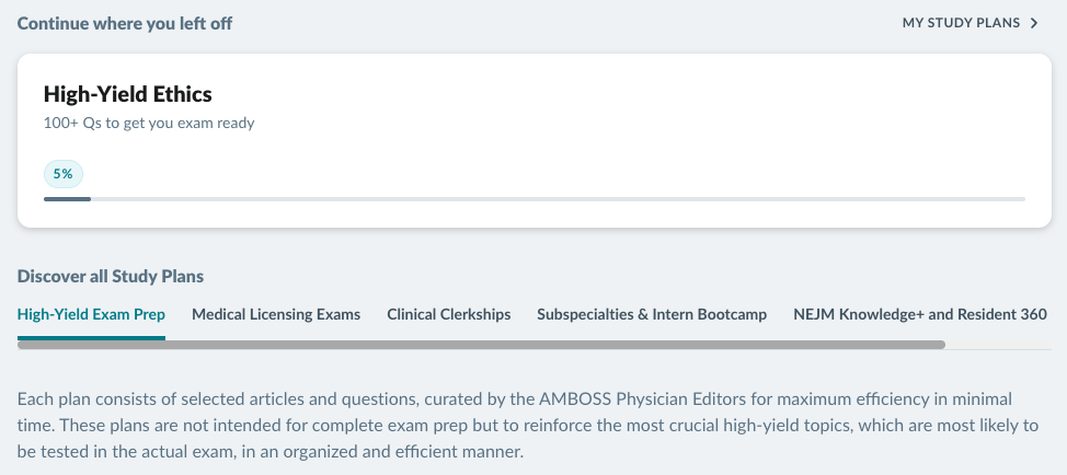 Study Plan Overview – AMBOSS